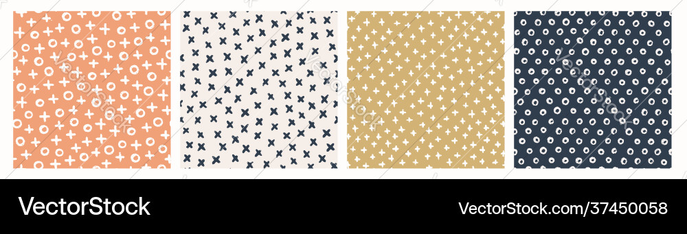 Set hand drawn textured seamless patterns Vector Image