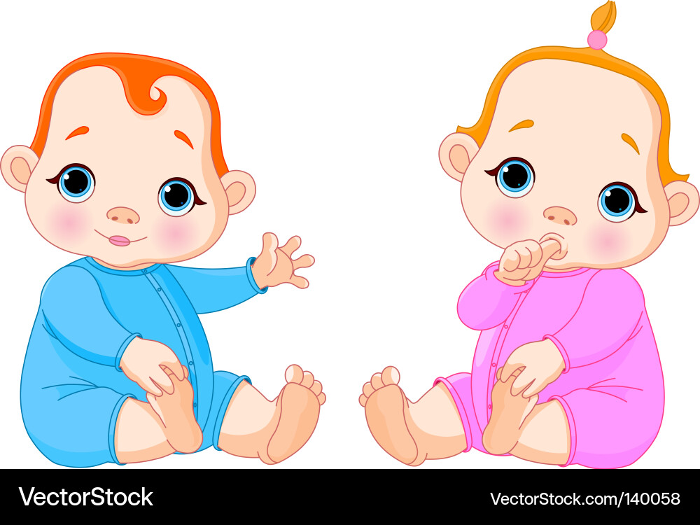 Two babies Royalty Free Vector Image - VectorStock