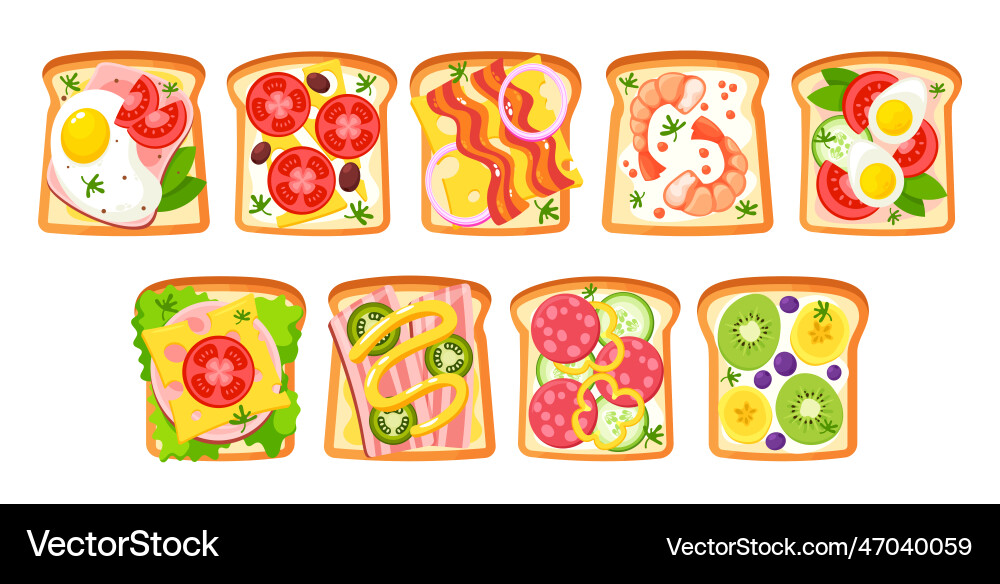 Assorted sandwich set featuring various fillings Vector Image