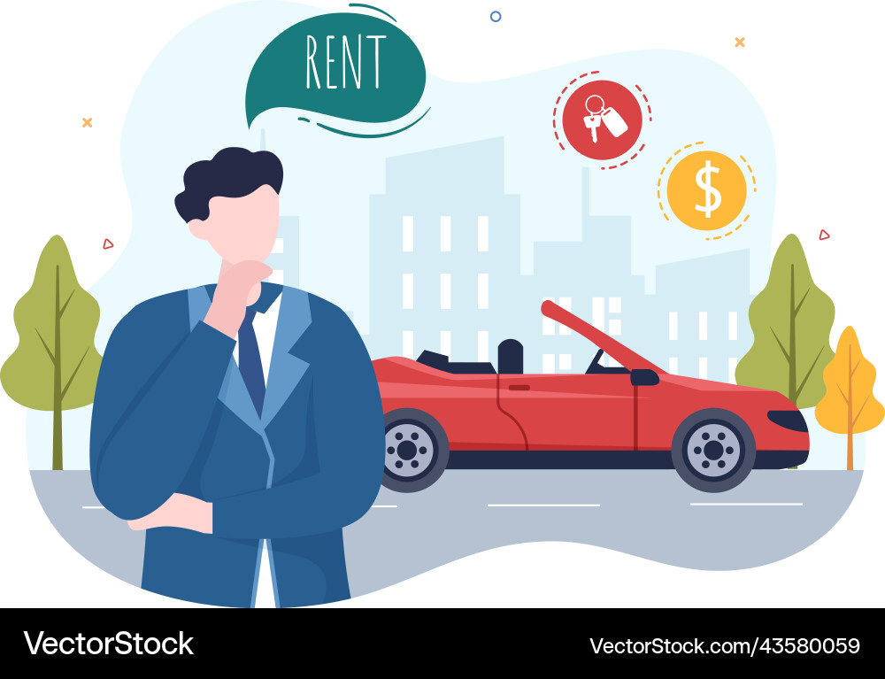 Car rental booking reservation and sharing using Vector Image