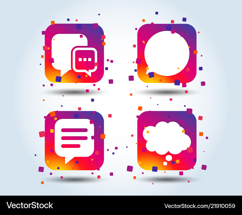 Chat icons comic speech bubble signs think Vector Image