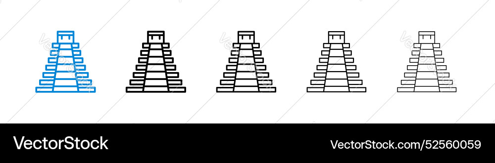 Chichen itza icon set on white background Vector Image