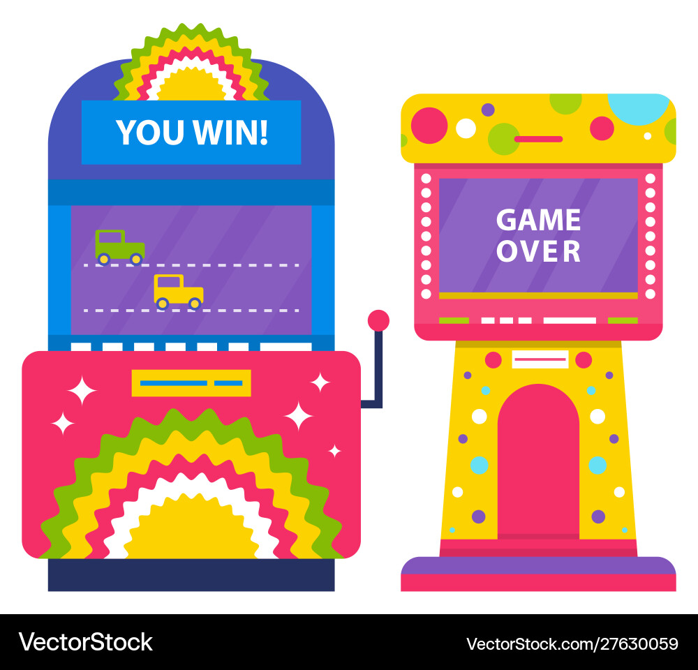 Game over machine with screens car racing Vector Image