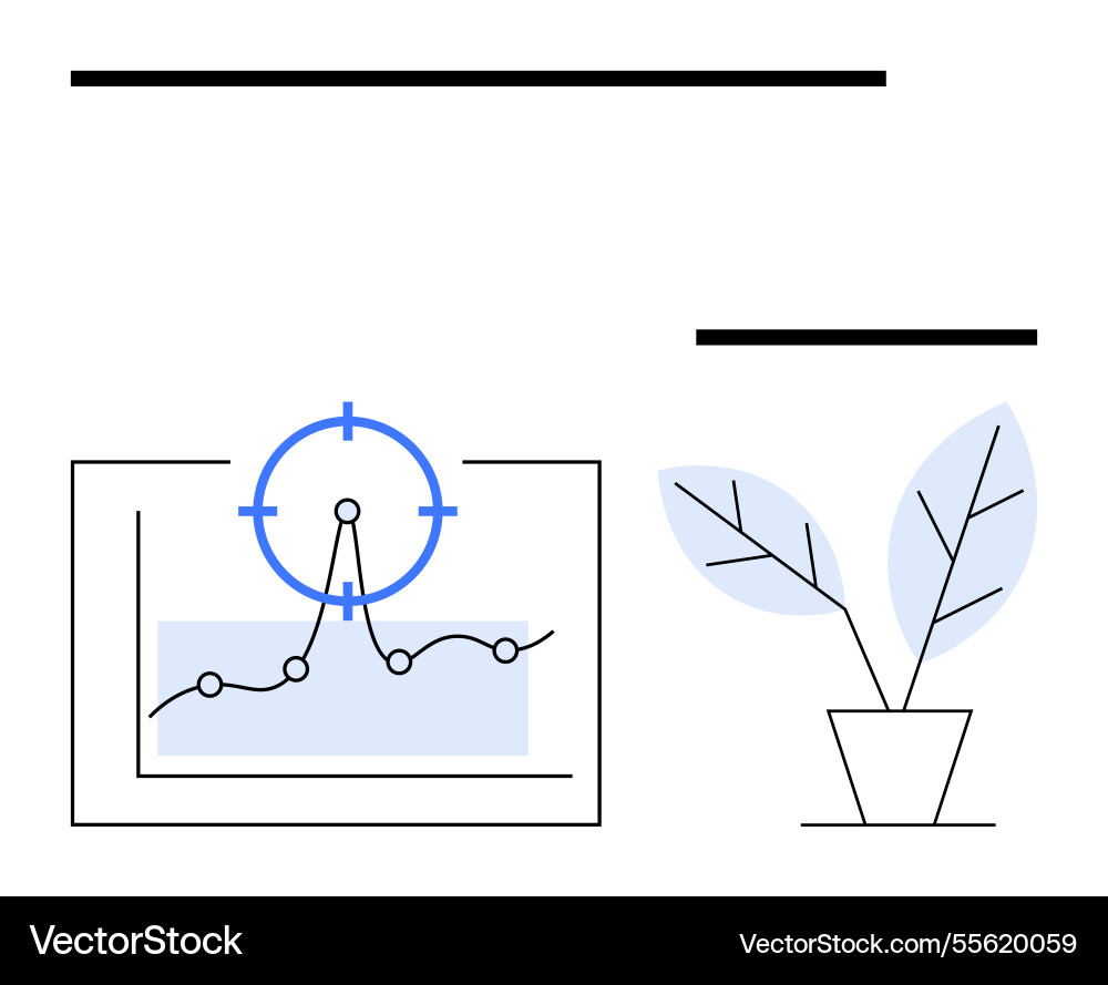 Growth representation with leafy plant and data Vector Image