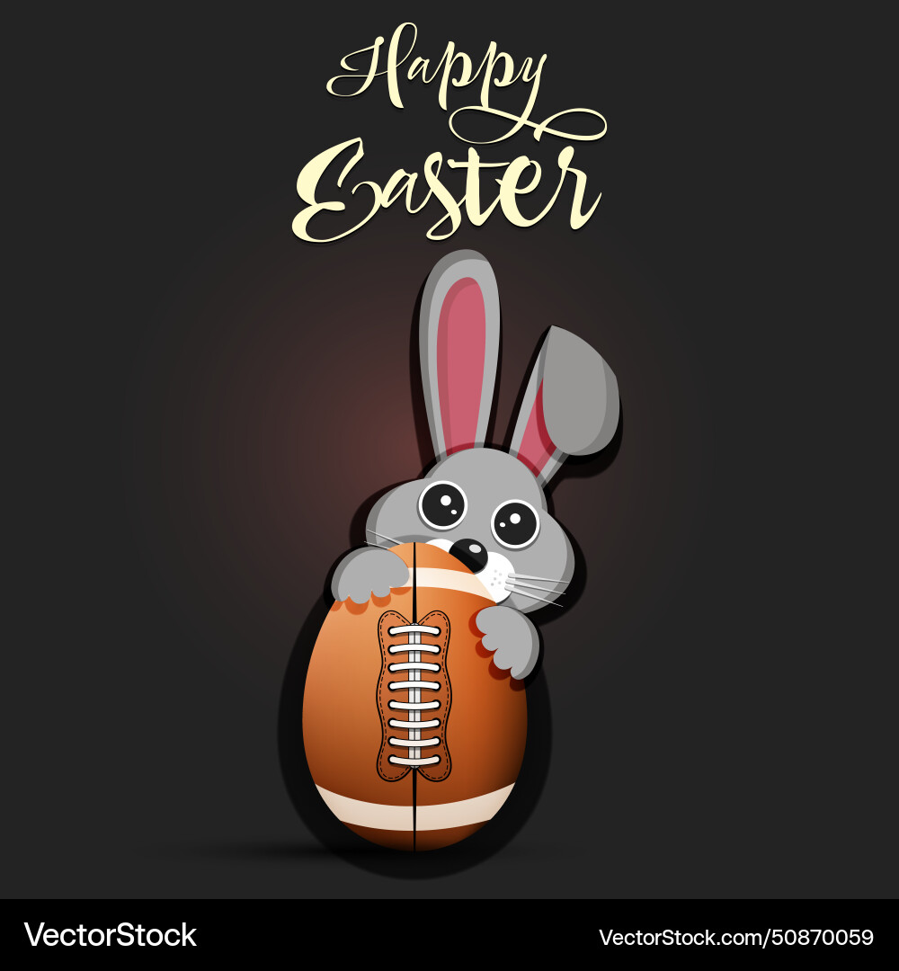 Happy easter rabbit with egg shaped football ball Vector Image
