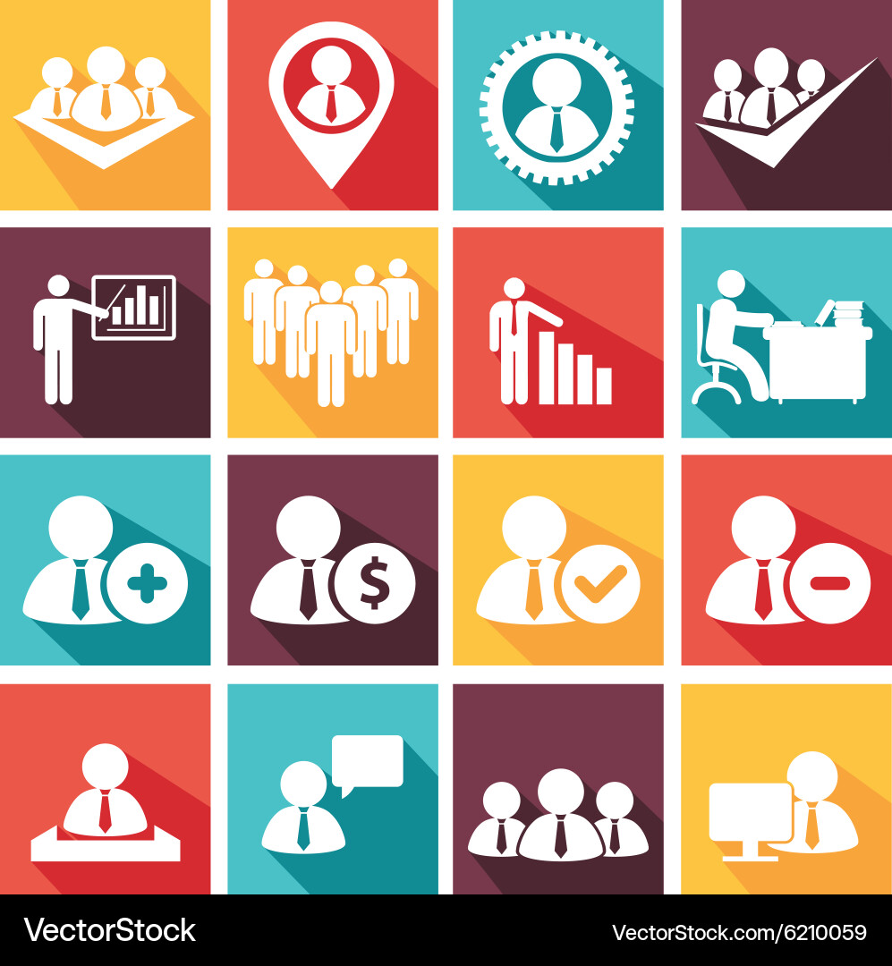 Human resources and management icons set Vector Image