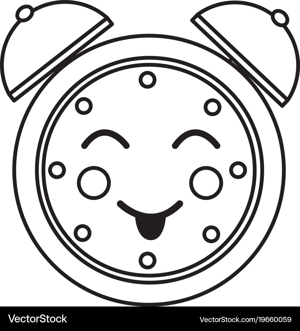 Kawaii cartoon clock alarm character Royalty Free Vector
