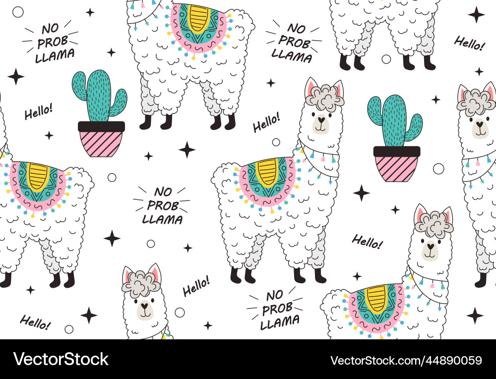 Llama Seamless Pattern Royalty Free Vector Image