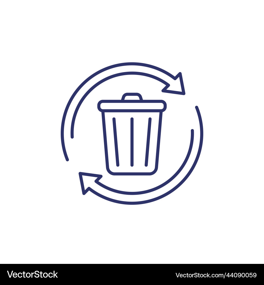 Recycling waste line icon with trash bin Vector Image