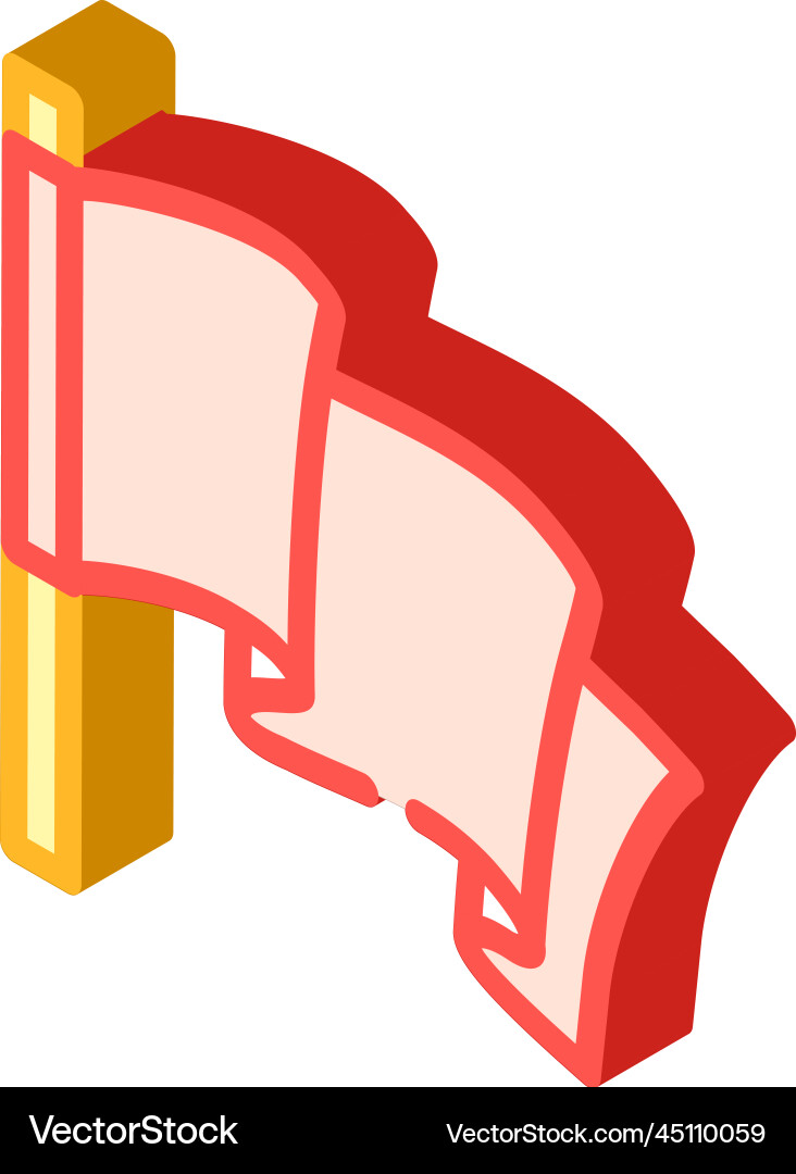 Red flag isometric icon Royalty Free Vector Image