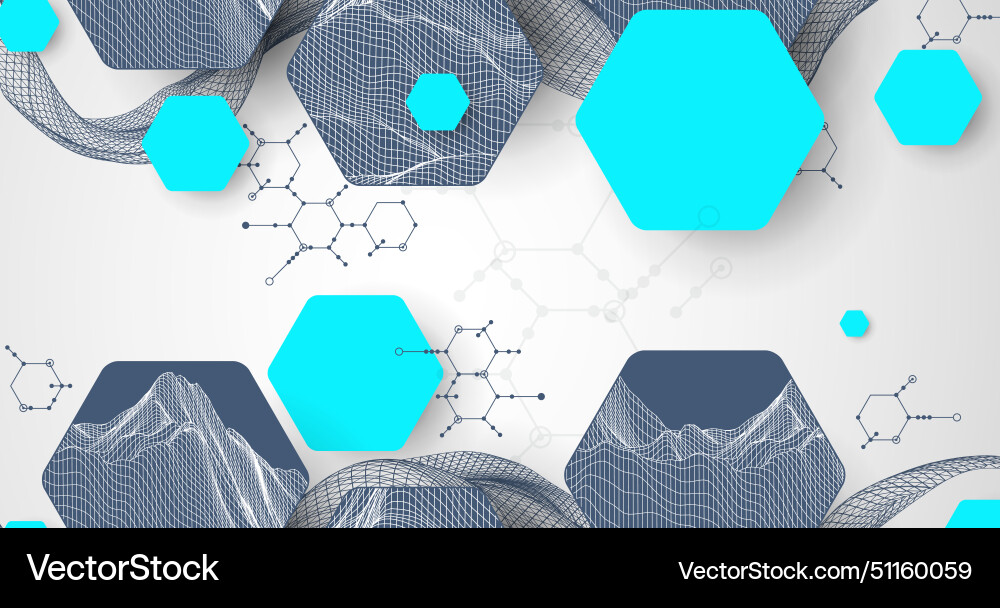 Scientific and technological background wireframe Vector Image
