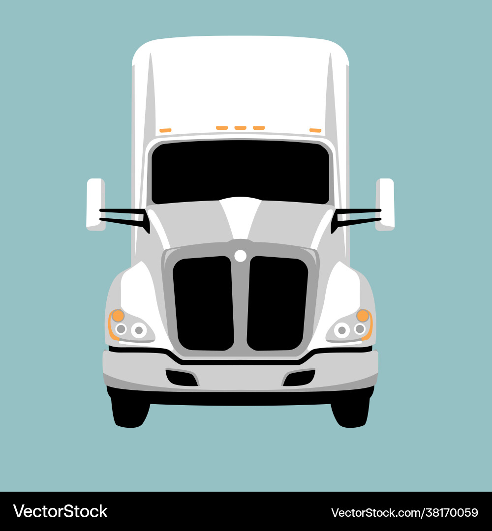 Semi truck flat style front view Royalty Free Vector Image
