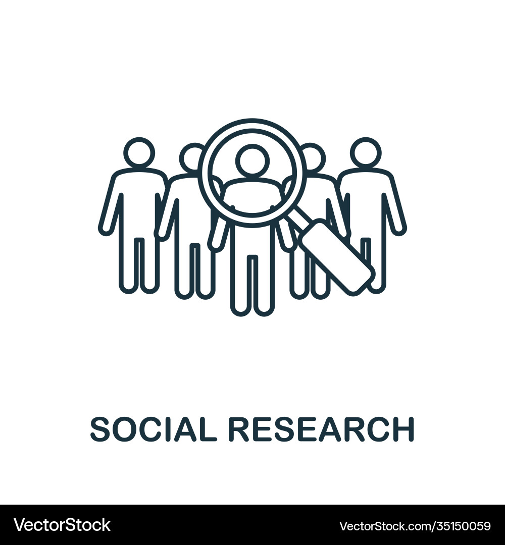 Social research icon line style element from Vector Image