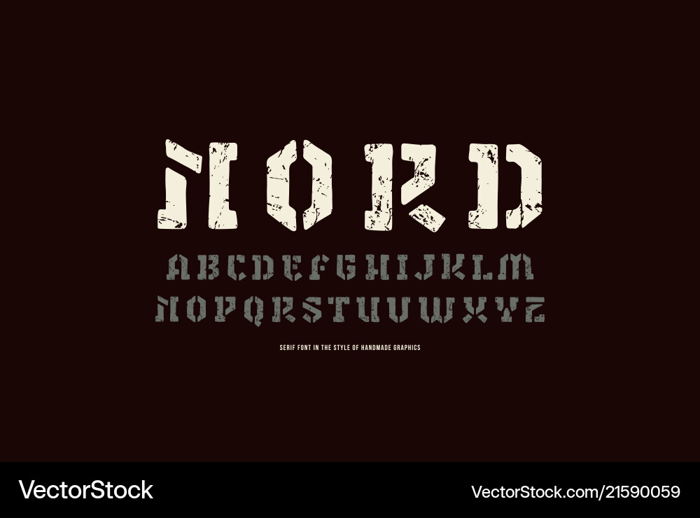 Stencil-plate serif font Royalty Free Vector Image