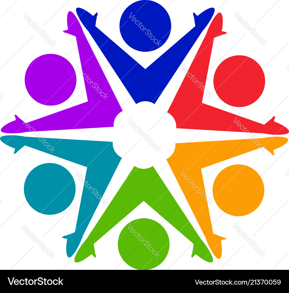 Teamwork energetic happy people unity logo Vector Image