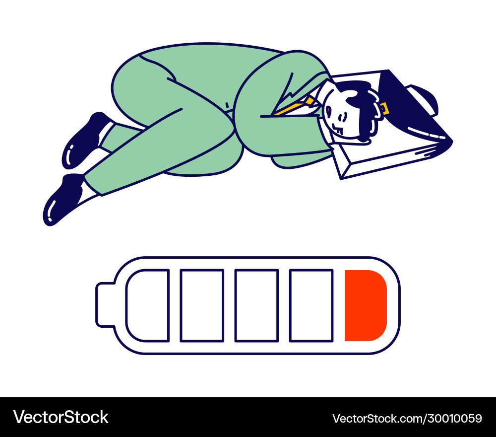 Tired and exhausted businessman character lying Vector Image