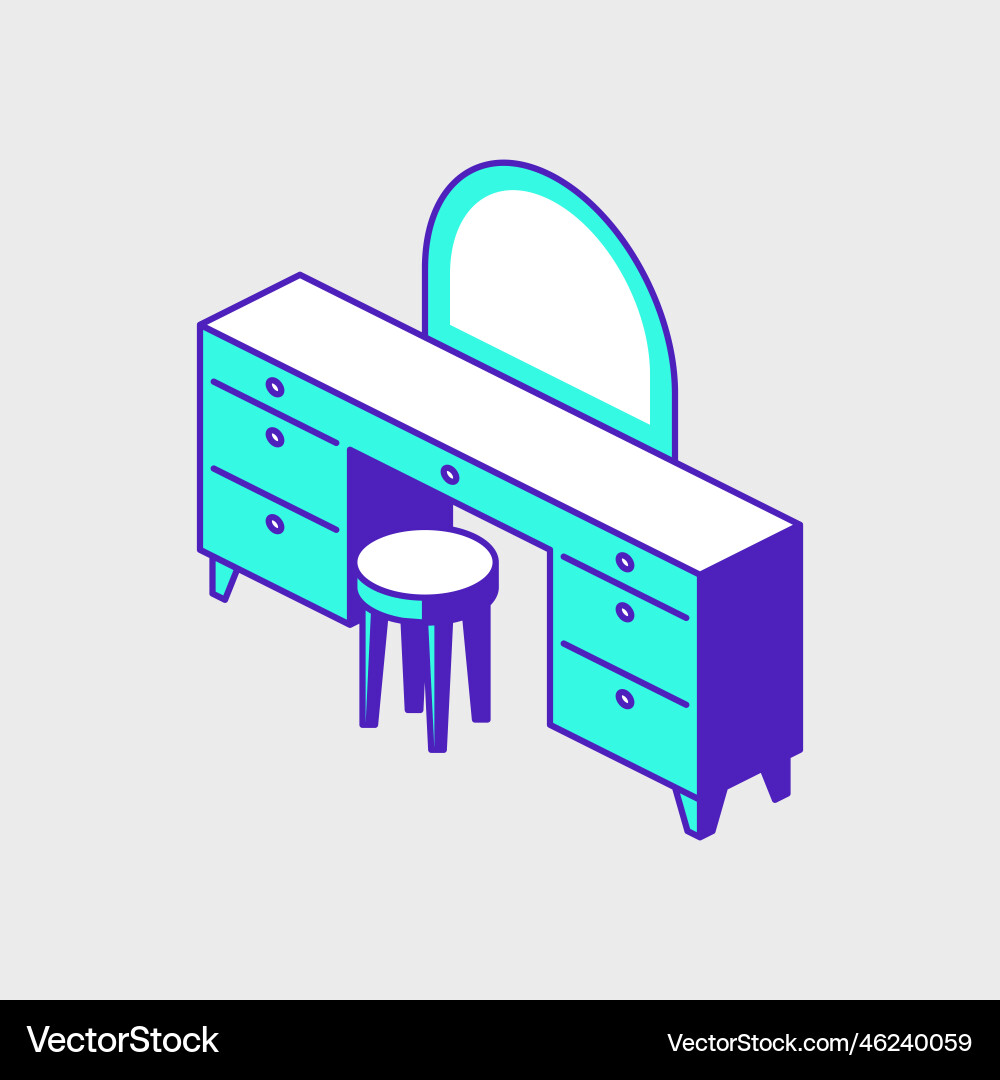 Vanity table isometric Royalty Free Vector Image
