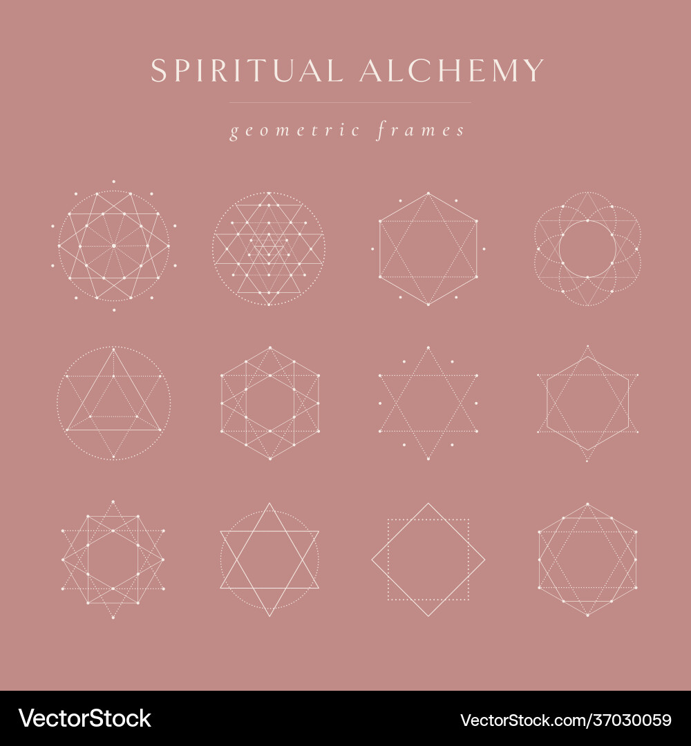 White sacred geometry frames and borders Vector Image
