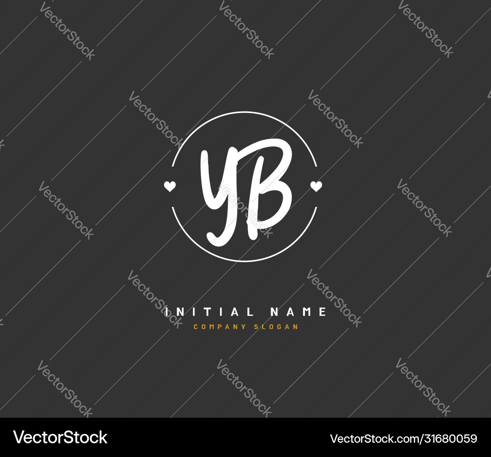 Y b yb beauty initial logo handwriting Royalty Free Vector
