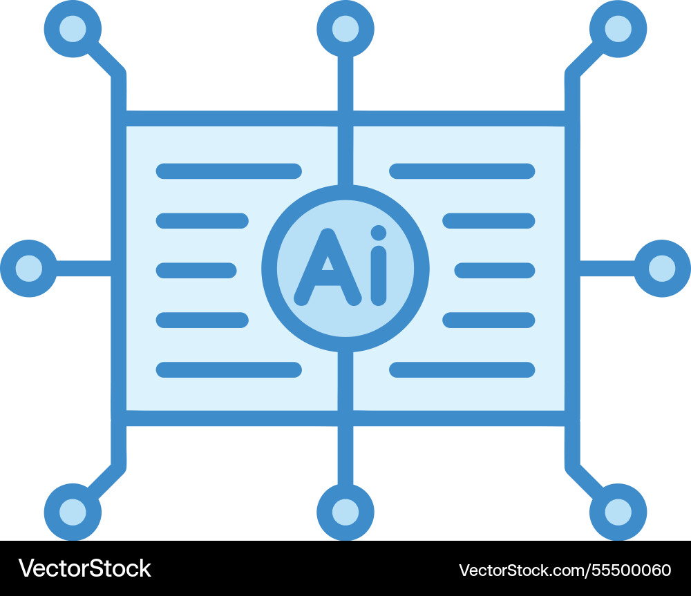 Ai in education data processing icon Royalty Free Vector