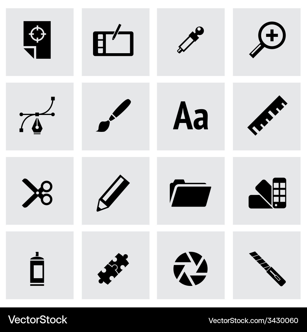 Black graphic design icon set Royalty Free Vector Image