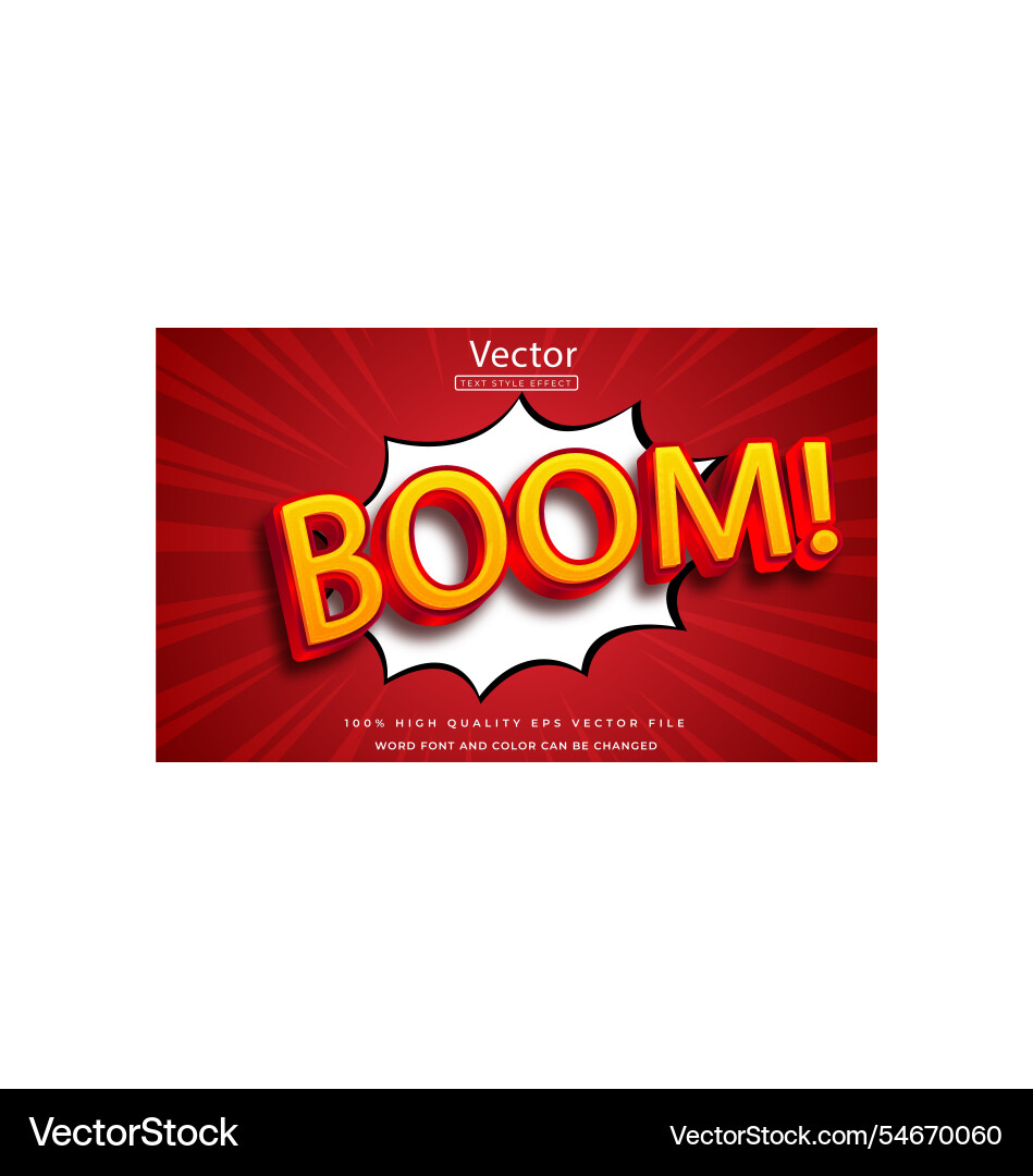 Boom comic 3d editable text effect Royalty Free Vector Image