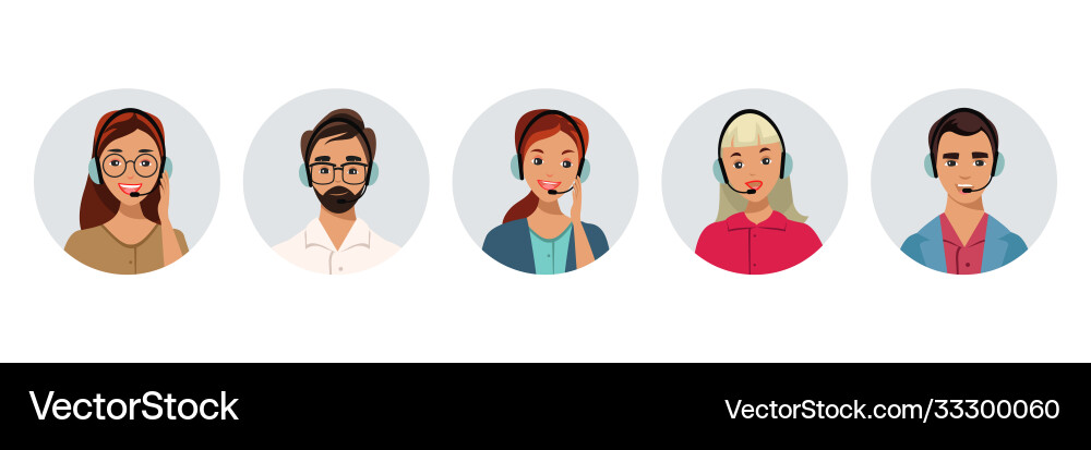 Call Center Support Team Royalty Free Vector Image