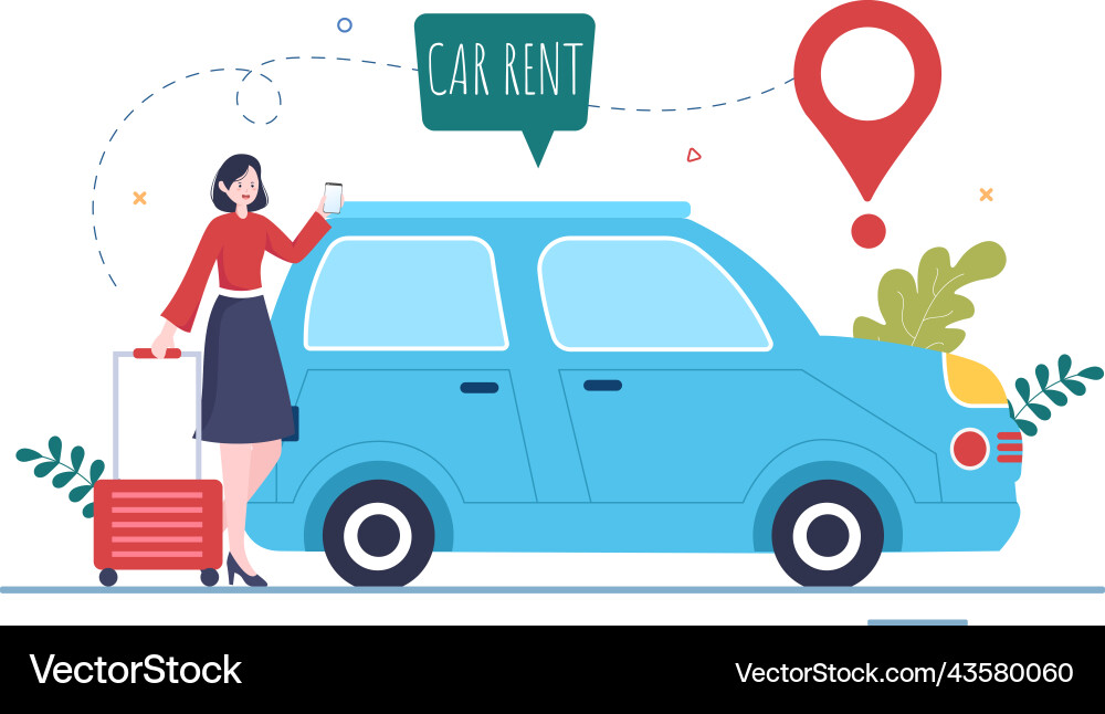 Car rental booking reservation and sharing using Vector Image