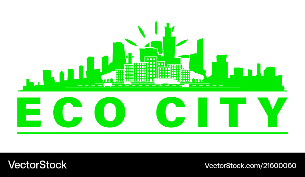 Eco city skyline Royalty Free Vector Image - VectorStock