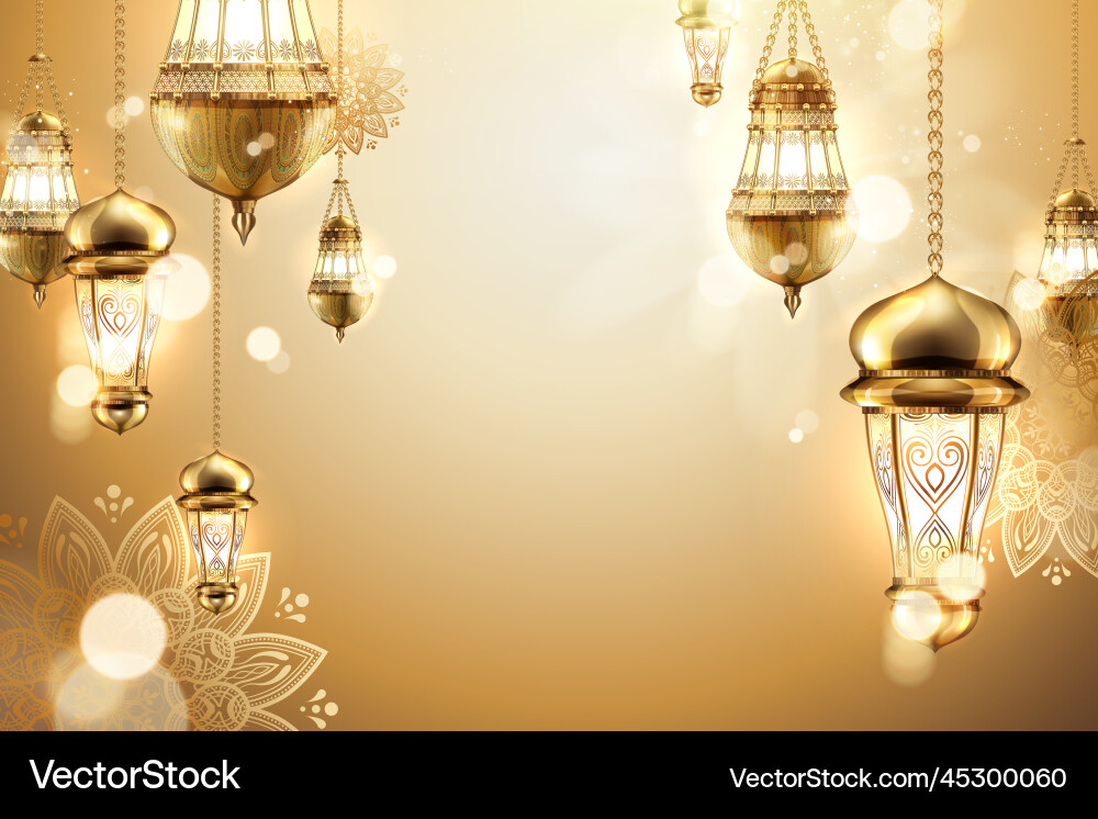 Golden islamic background Royalty Free Vector Image