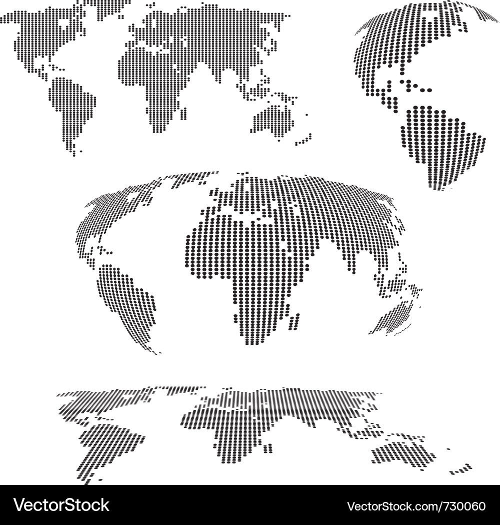 Halftone World Maps Royalty Free Vector Image - VectorStock