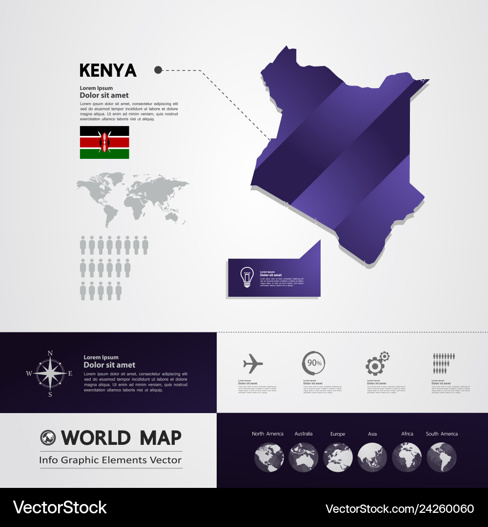 Kenya map Royalty Free Vector Image - VectorStock
