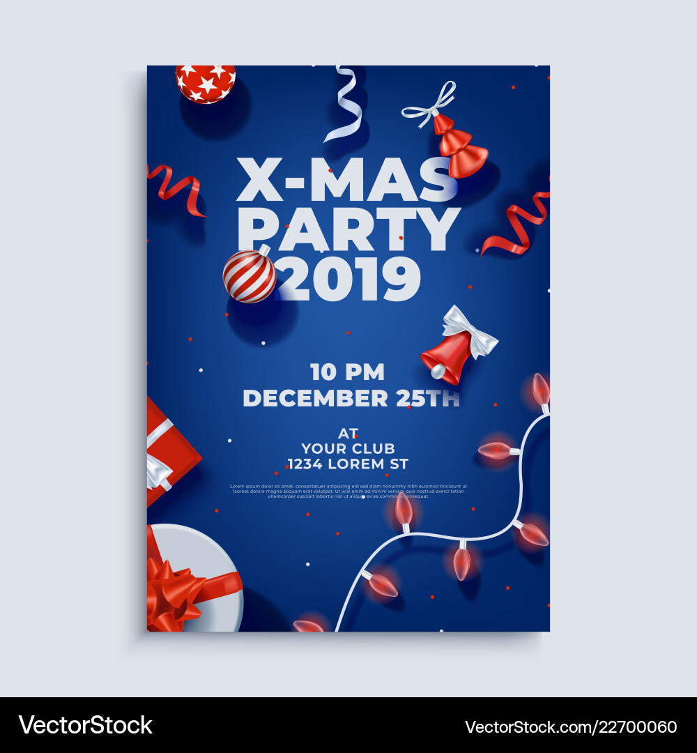 Merry christmas party layout poster template Vector Image