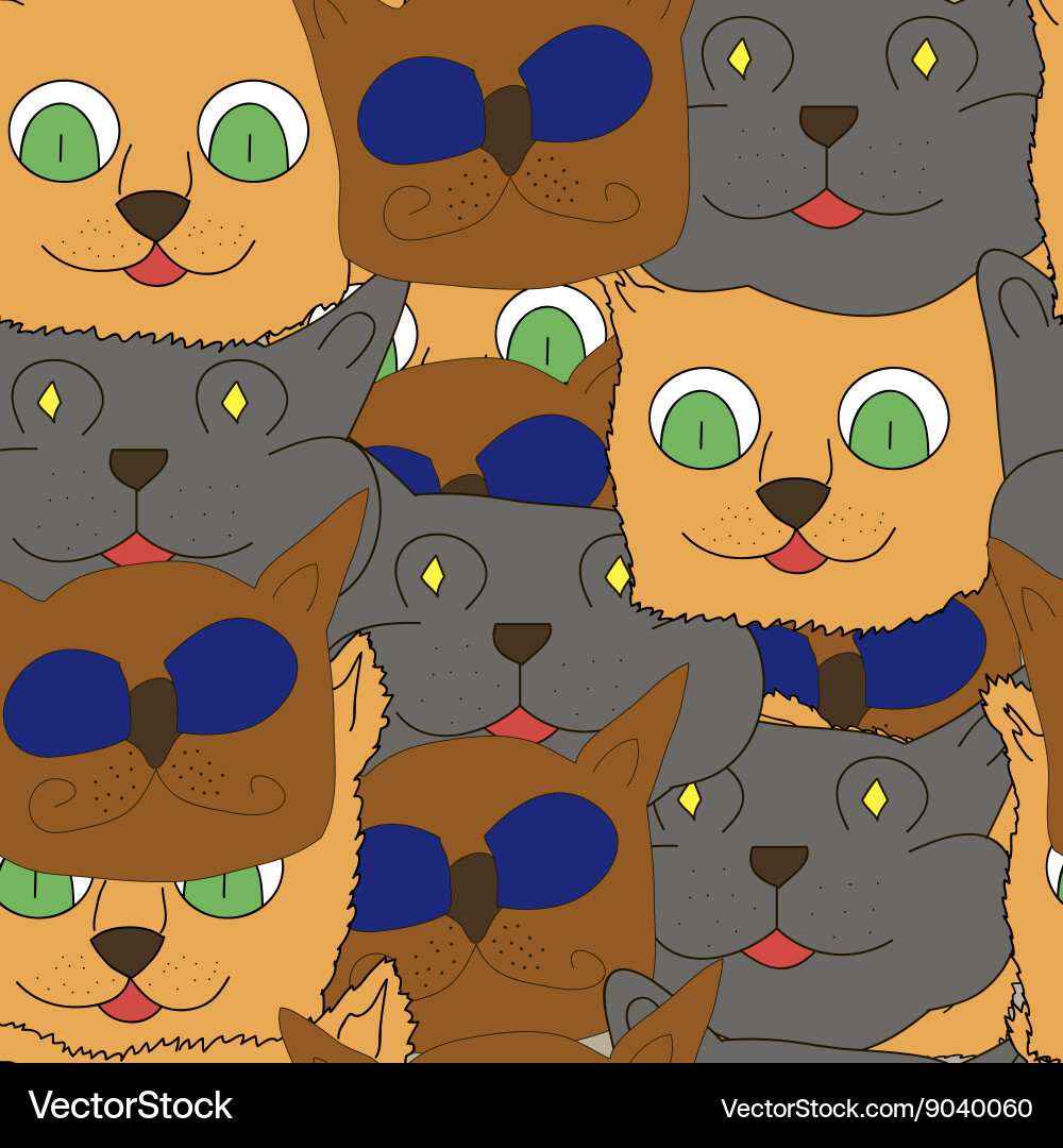 Seamless texture of cat head cartoon Royalty Free Vector