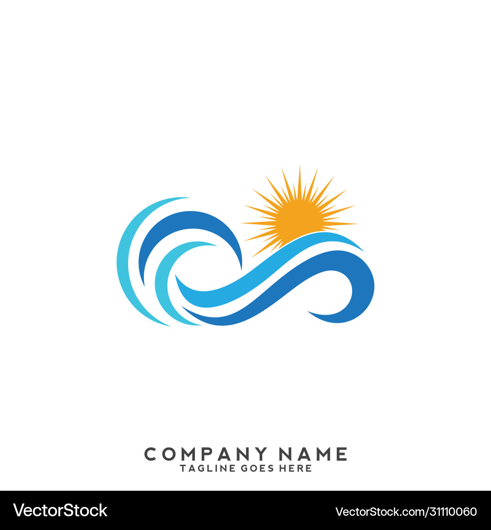 Water wave symbol and icon logo template Vector Image