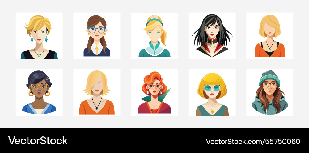Women avatar pack Royalty Free Vector Image - VectorStock