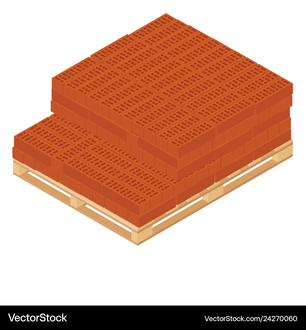 Wooden pallet and bricks Royalty Free Vector Image