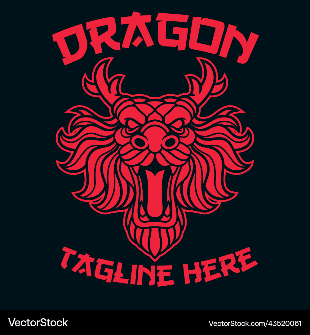 Asian red dragon head logo Royalty Free Vector Image