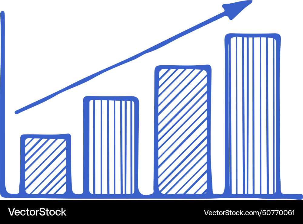 Column chart doodle financial growth diagram Vector Image