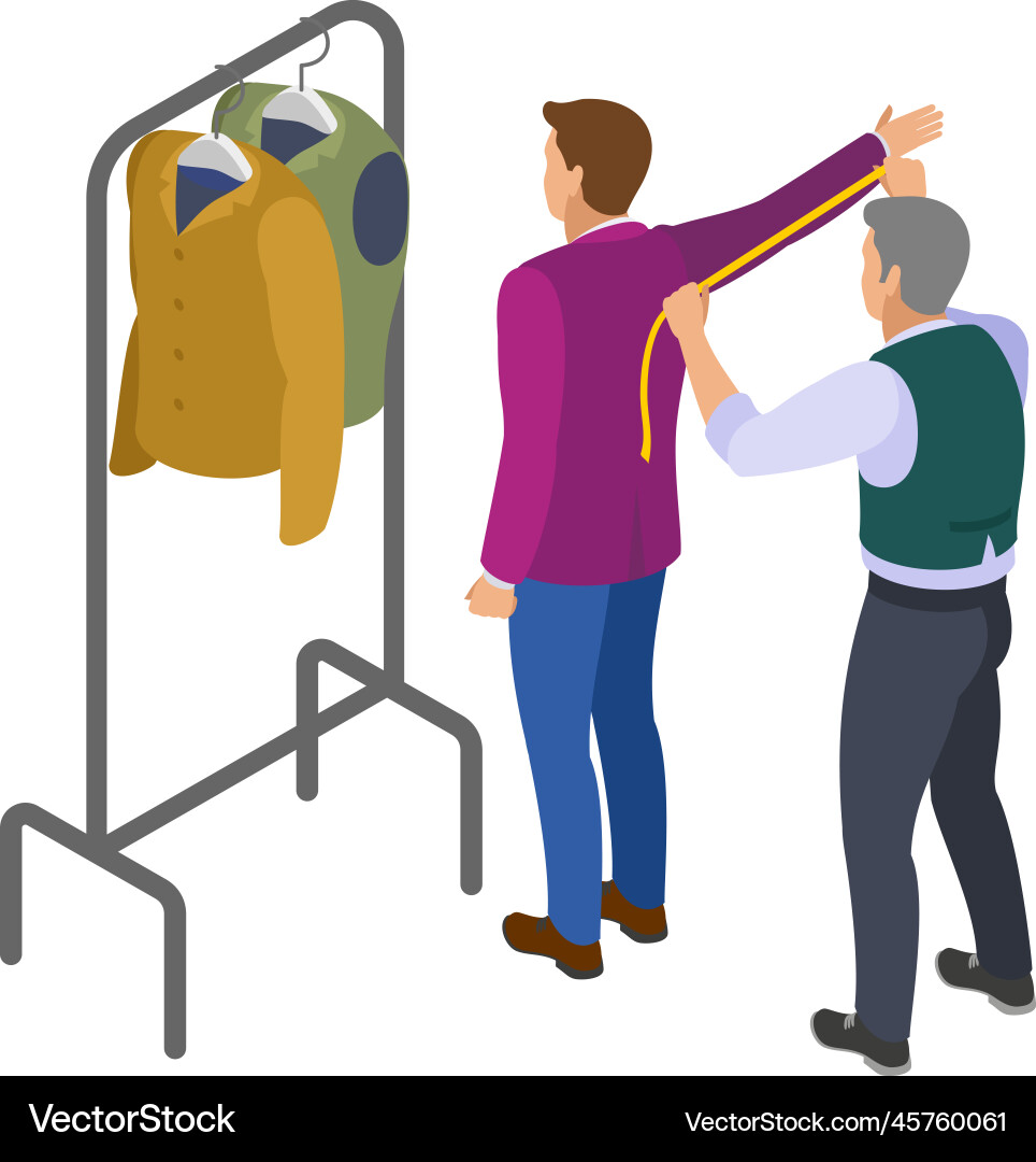 Craftsman tailor isometric composition Royalty Free Vector