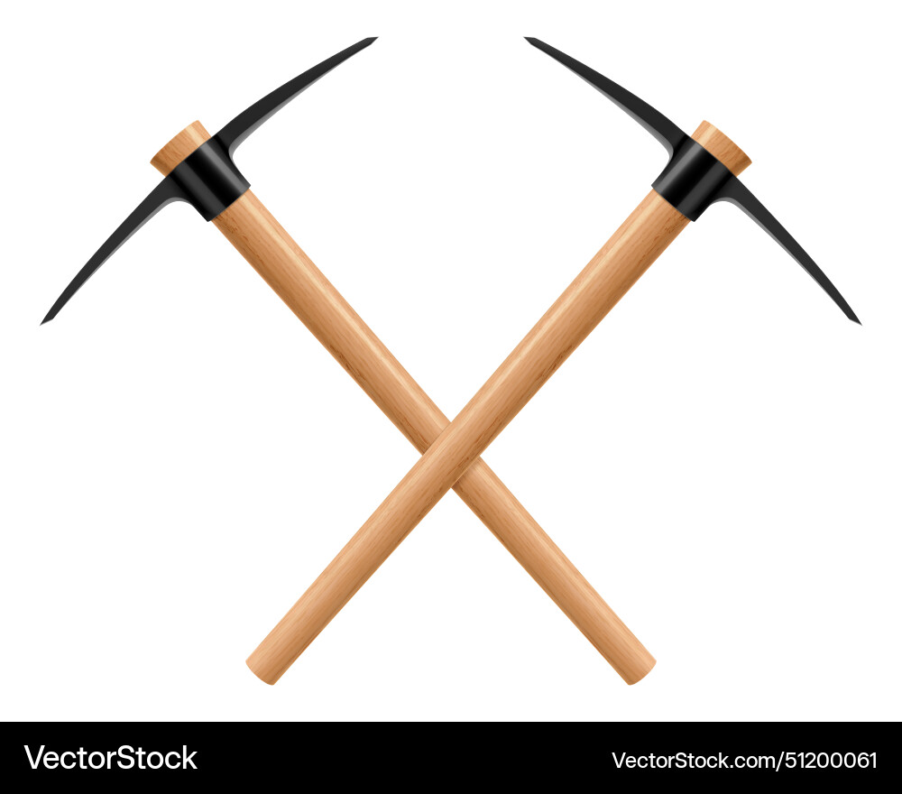 Crossed pickaxe hammers or pick axe isolated on Vector Image