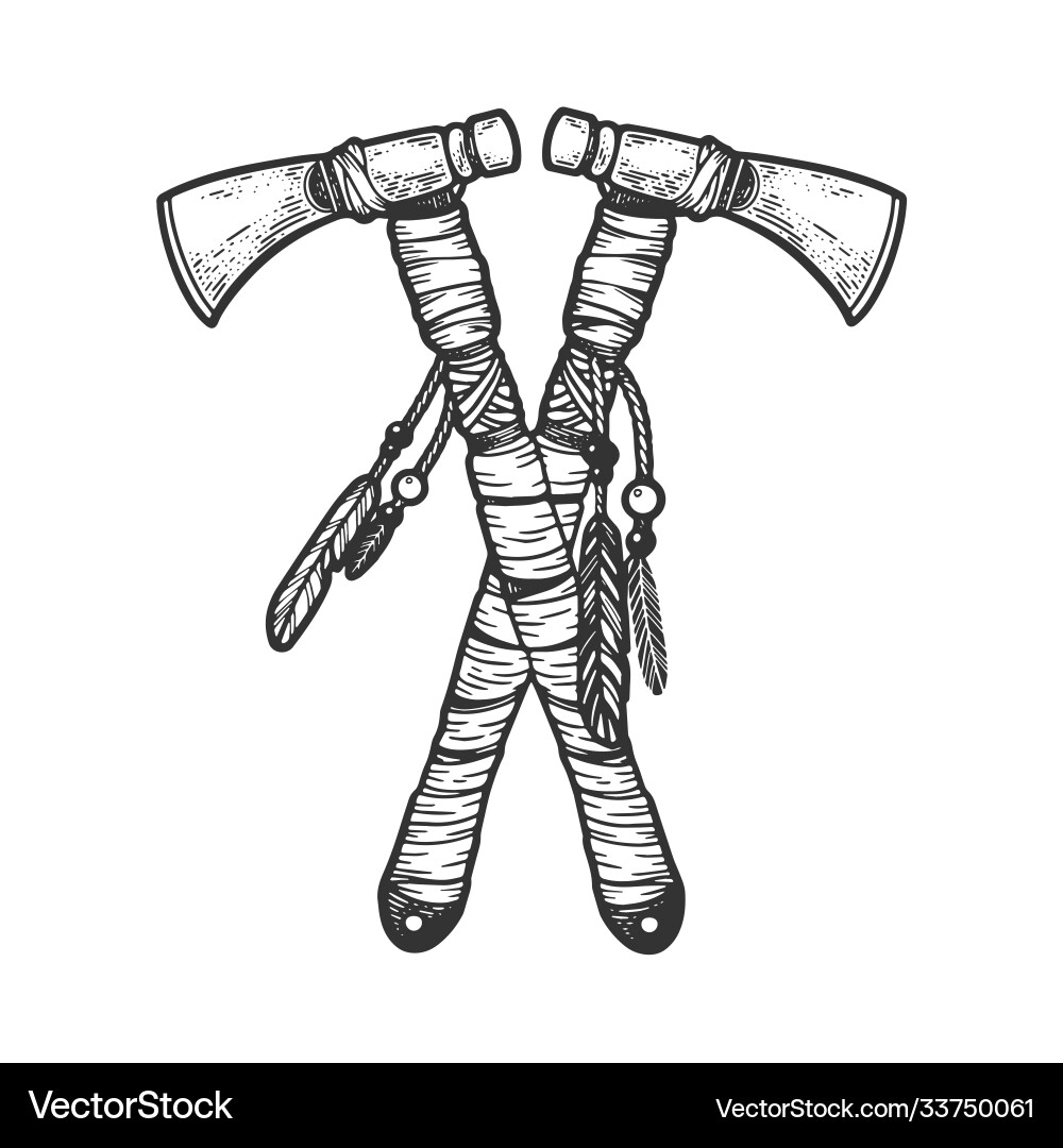 Crossed Tomahawk Sketch Royalty Free Vector Image