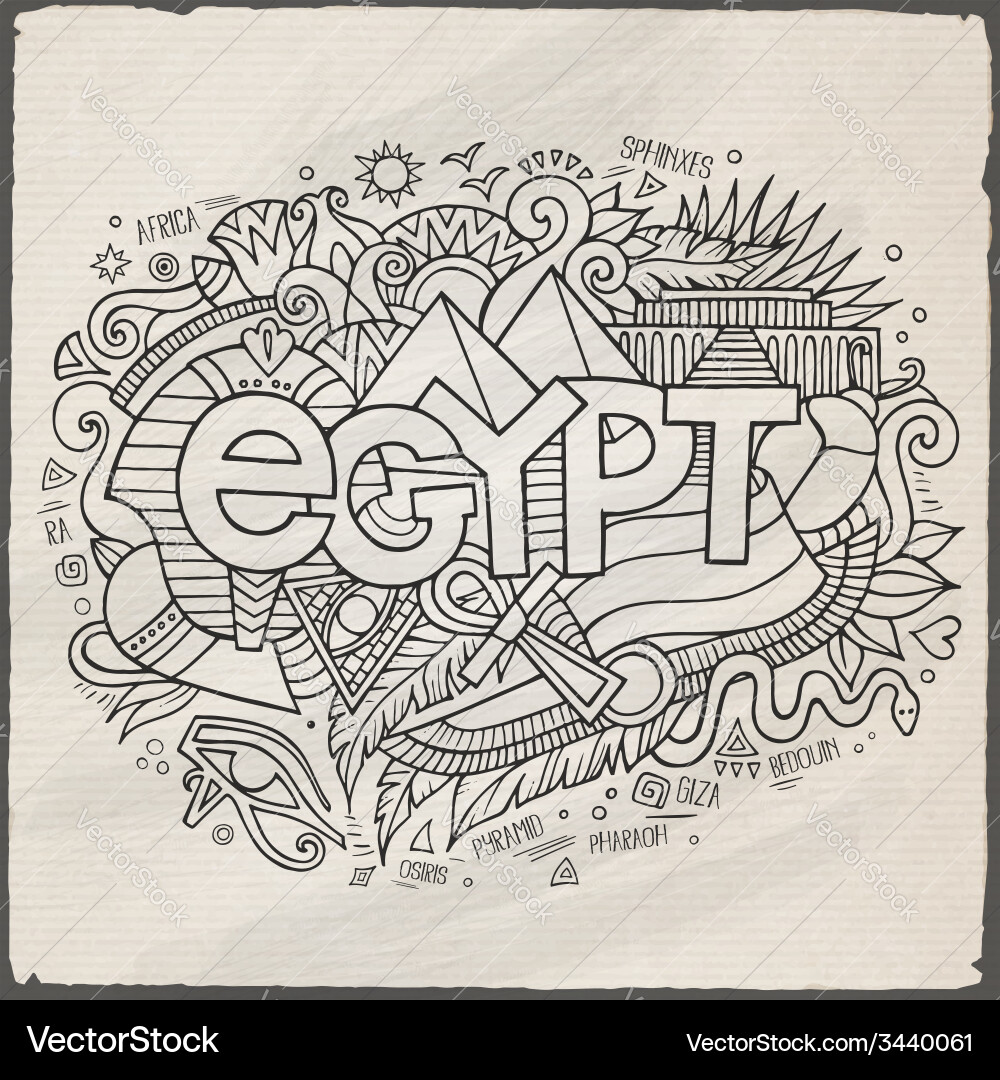 Egypt hand lettering and doodles elements Vector Image