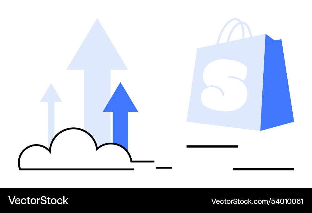 Growth and shopping bag representation Royalty Free Vector