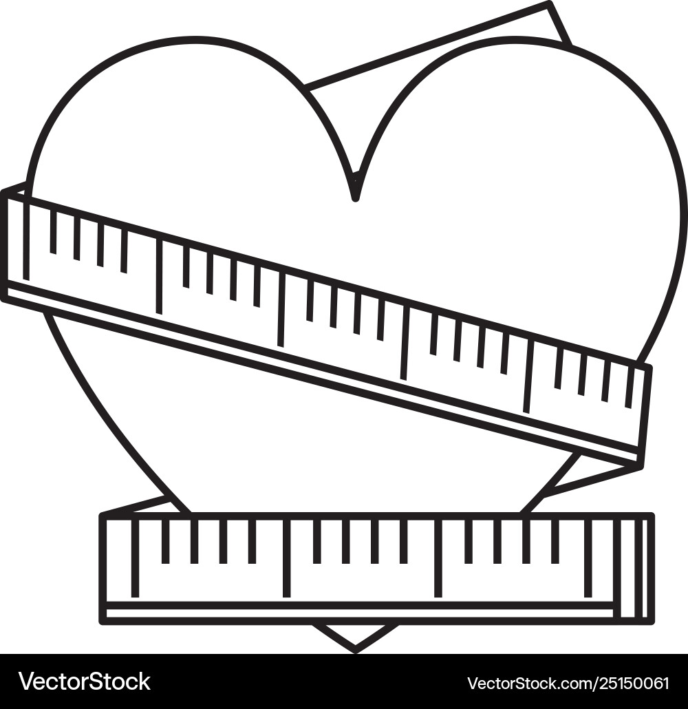 Heart with tape measure Royalty Free Vector Image