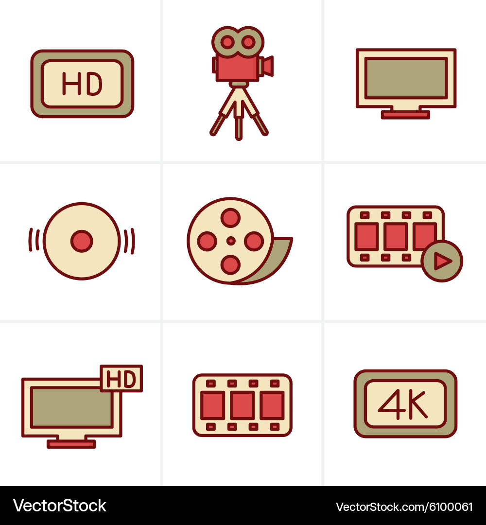 Icons style movie set Royalty Free Vector Image