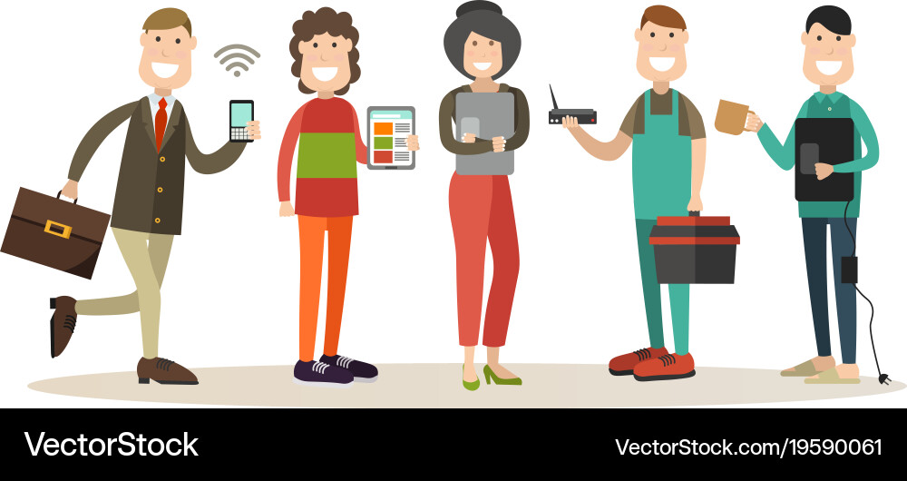 Internet people flat icon set Royalty Free Vector Image