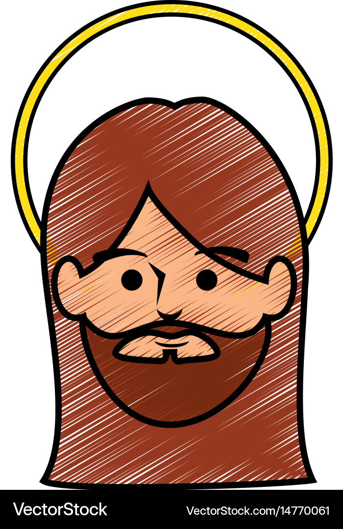 Jesuschrist face cartoon Royalty Free Vector Image