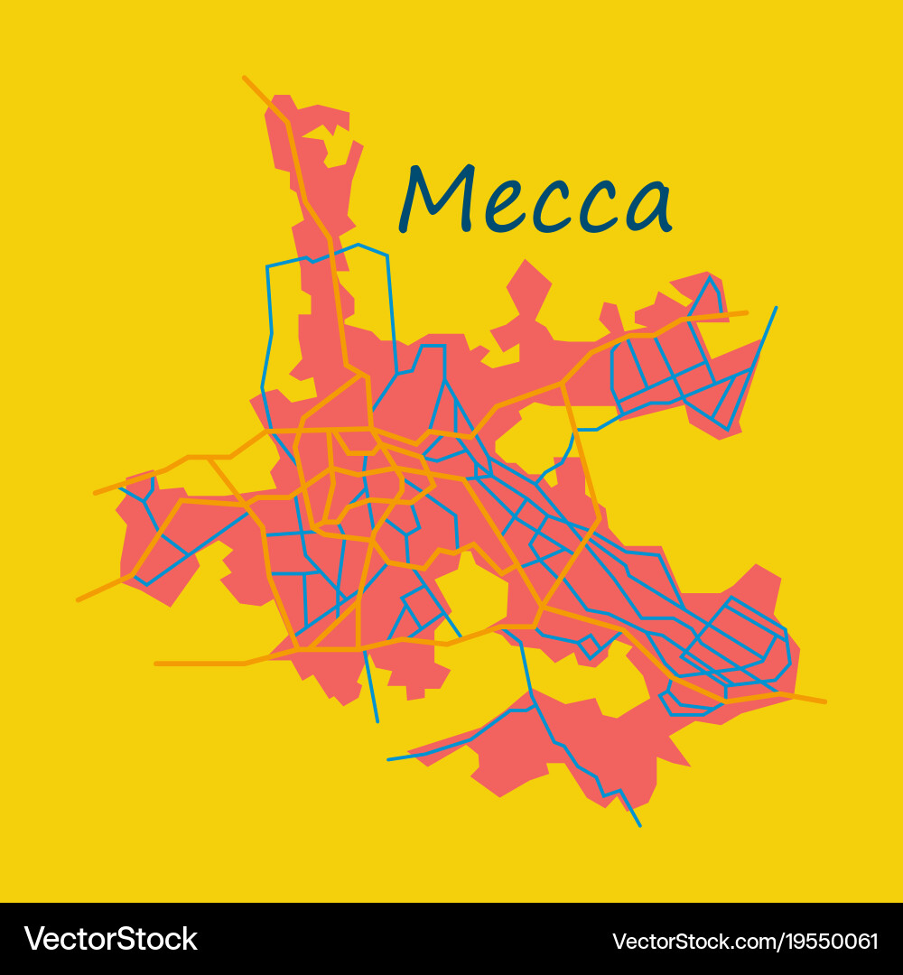 Mecca map saudi arabia flat Royalty Free Vector Image