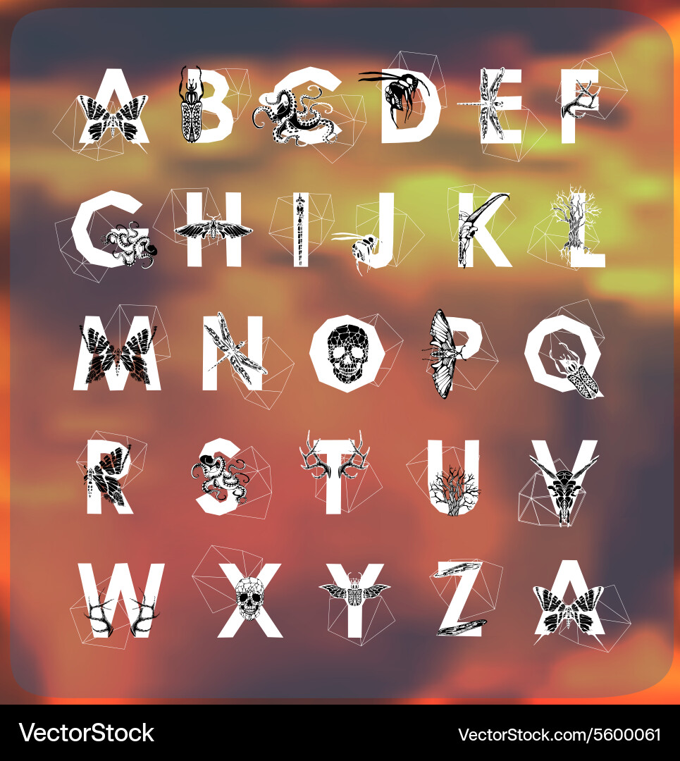 Polygonal geometric font Royalty Free Vector Image